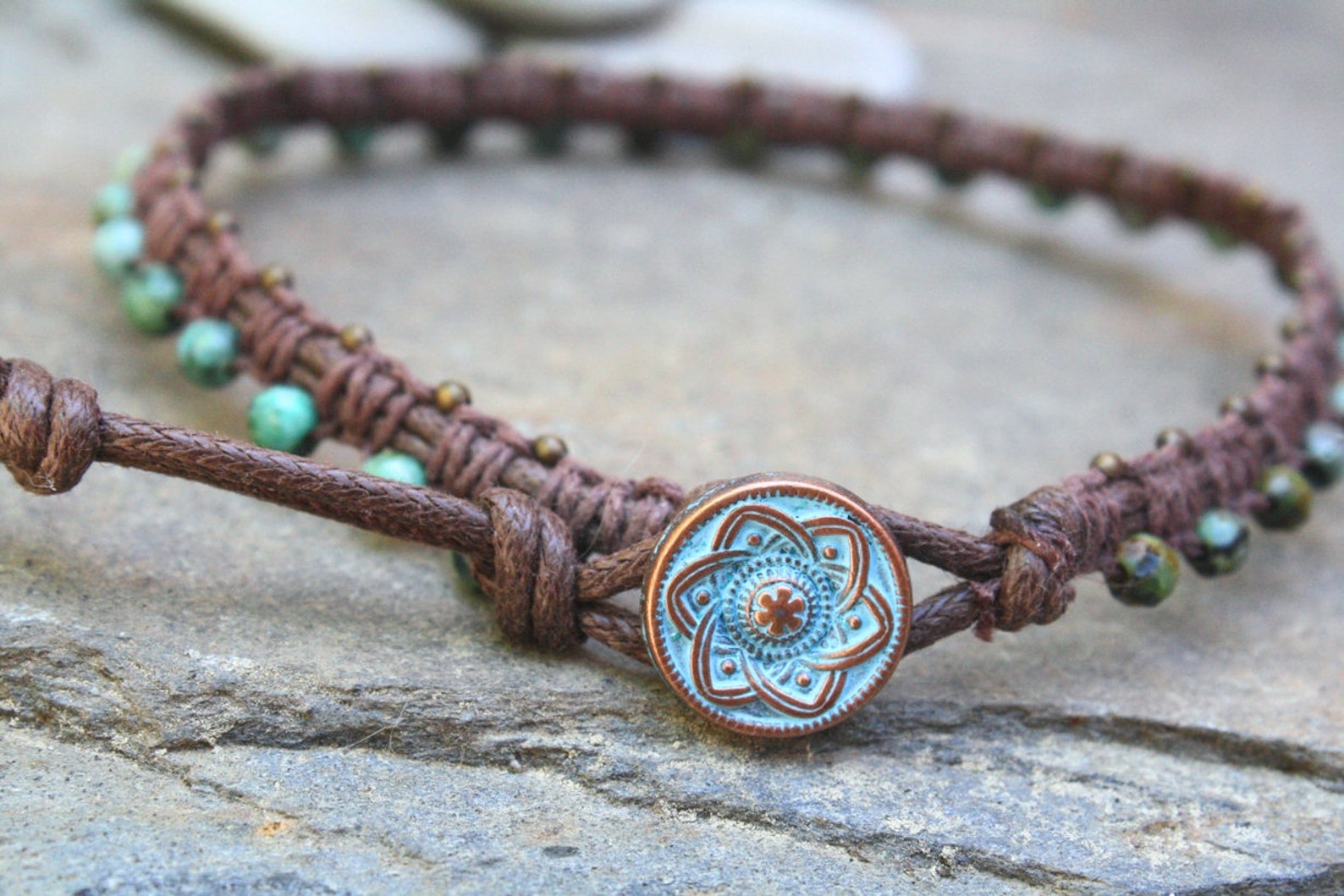 African Turquoise Anklet Macrame Anklet Beaded Macrame - Etsy