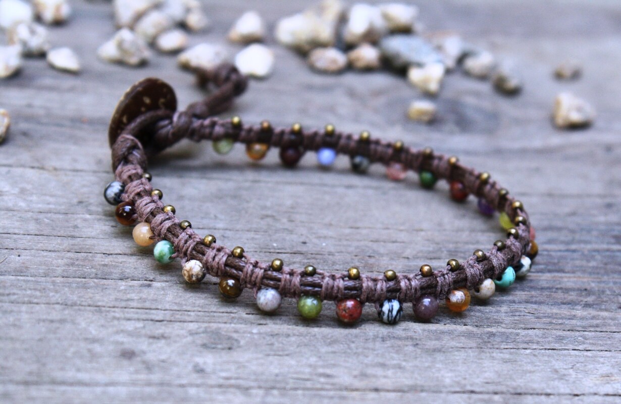 Macrame Anklet Desert Calico Anklet Boho Anklet Gypsy - Etsy