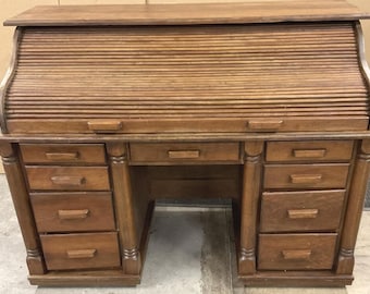 Vintage Pulaski Roll Top Secretary Desk Etsy
