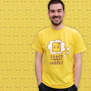 Toast Addict T-shirt - Mens & Ladies - Colourful Yellow Toast T-shirt ...