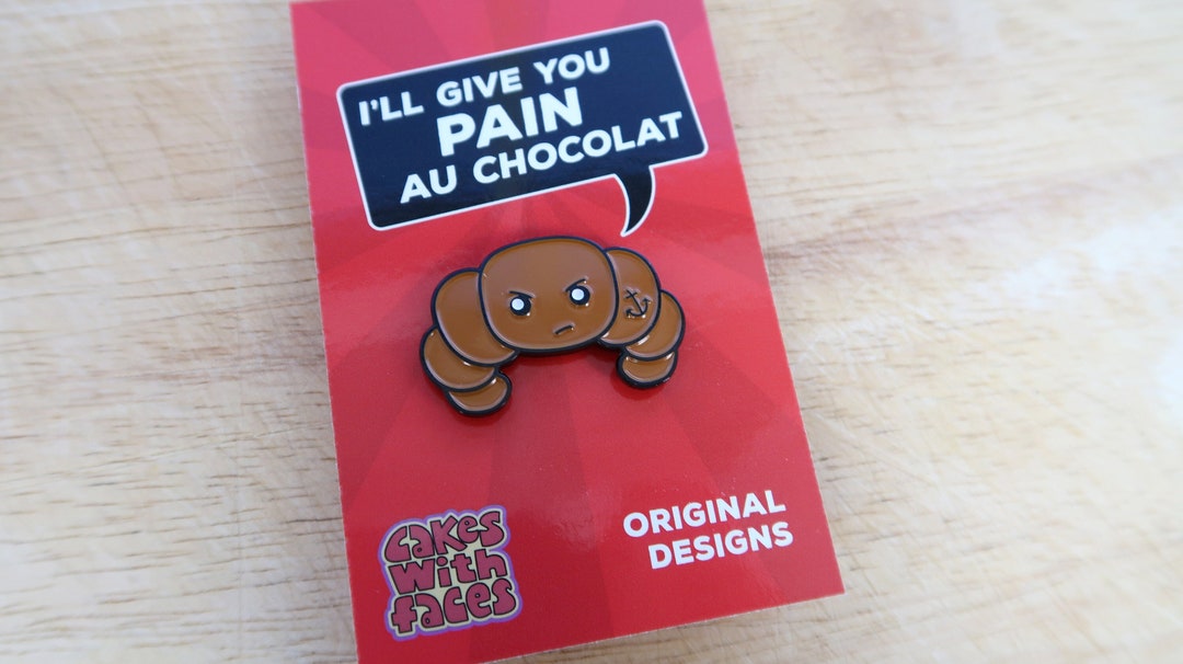 Croissant Enamel Pin Badge - Pain Au Chocolat Pin - Funny Puns - Small ...