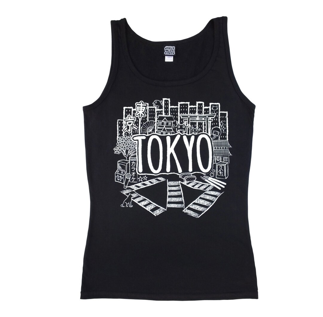 Tokyo Vest - Womens Vest Top - Black Tank Top - Ladies Japanese ...