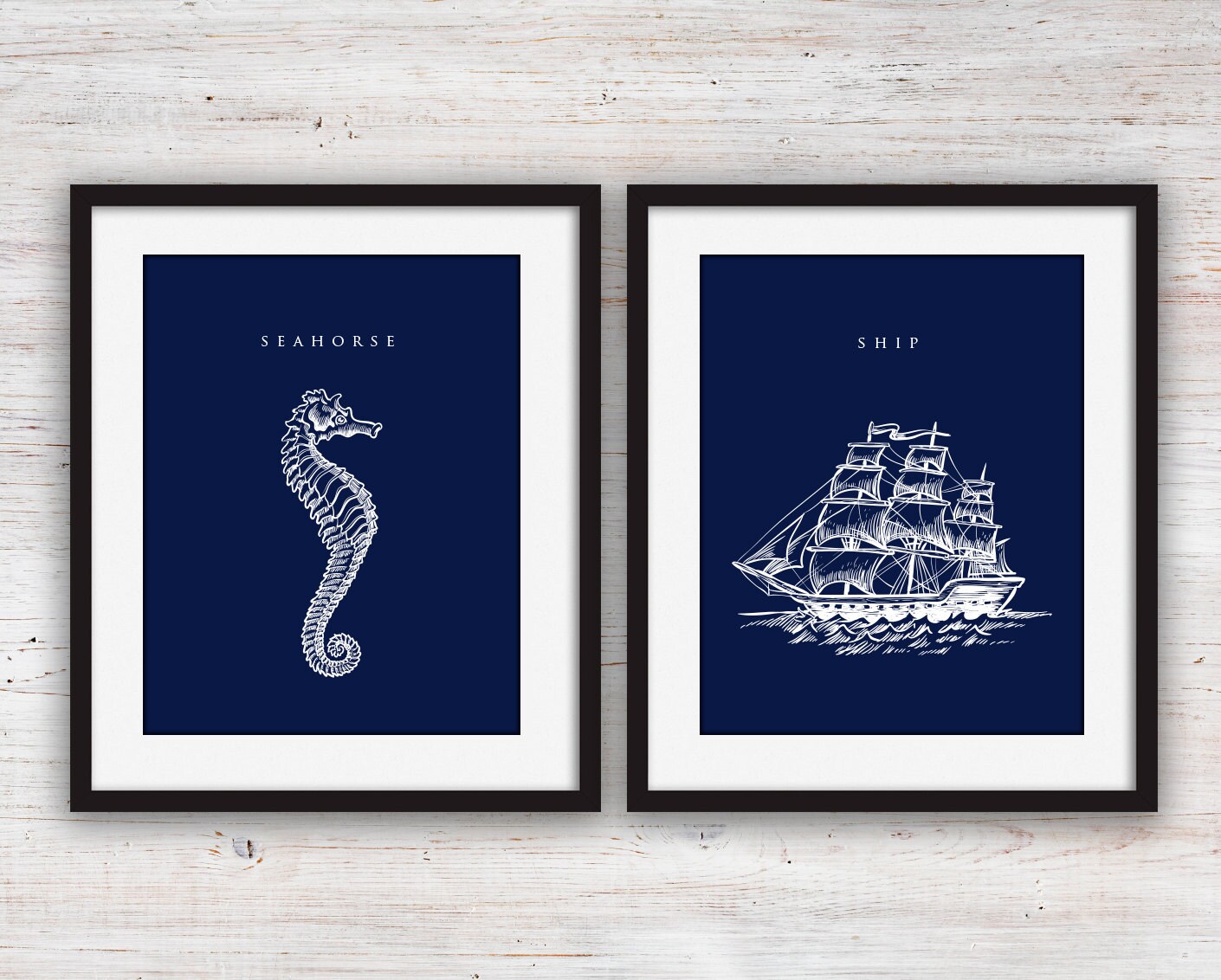 Two Blue Nautical Art Prints 8x10 - Etsy