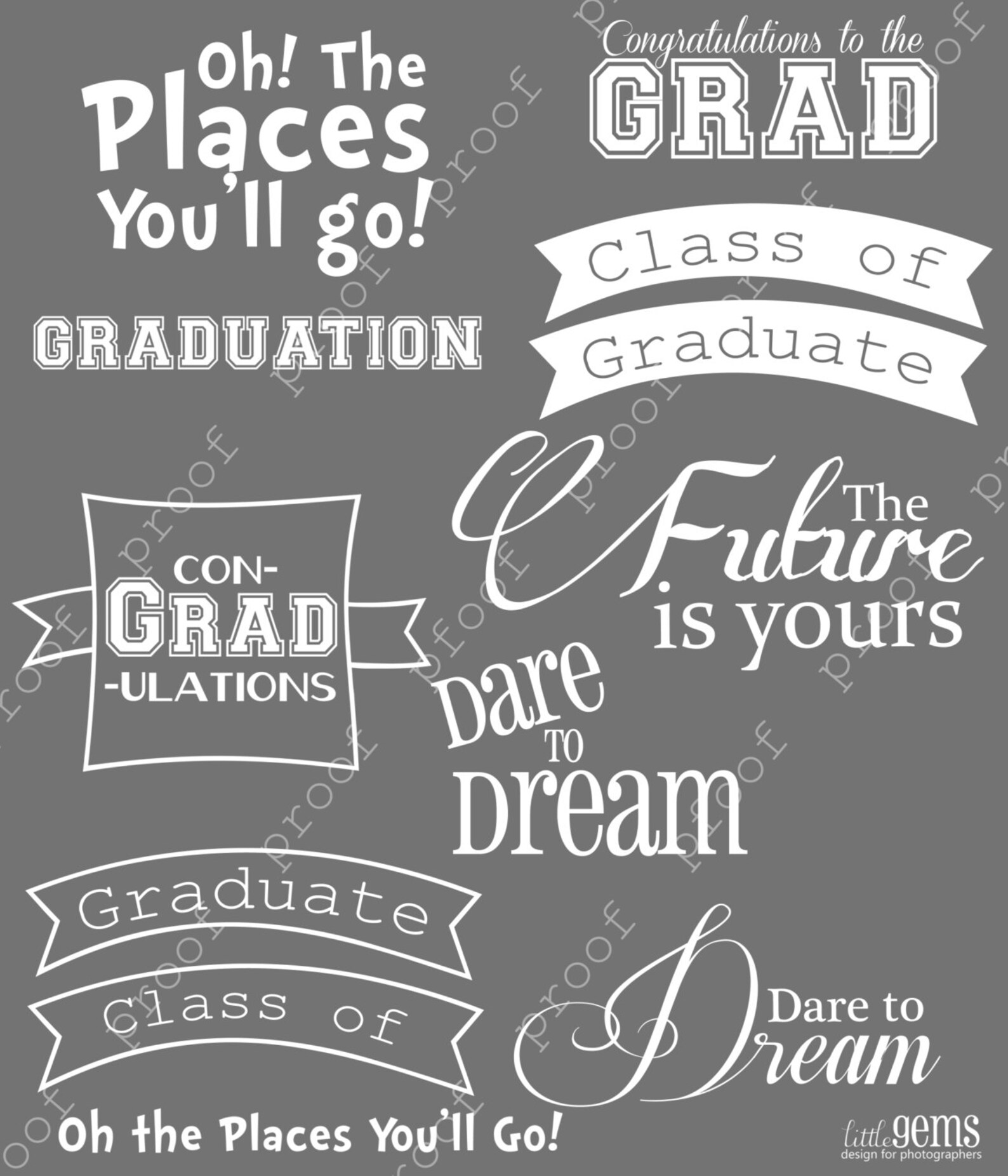 Graduation Photoshop Brushes Word Art Set / Chalkboard/ Chalk/ Overlays ...