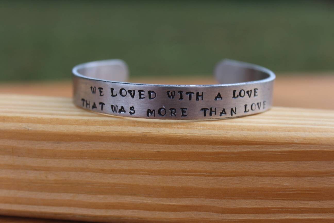 Edgar Allan Poe Annabel Lee Metal Stamped Poetry Quote Cuff - Etsy