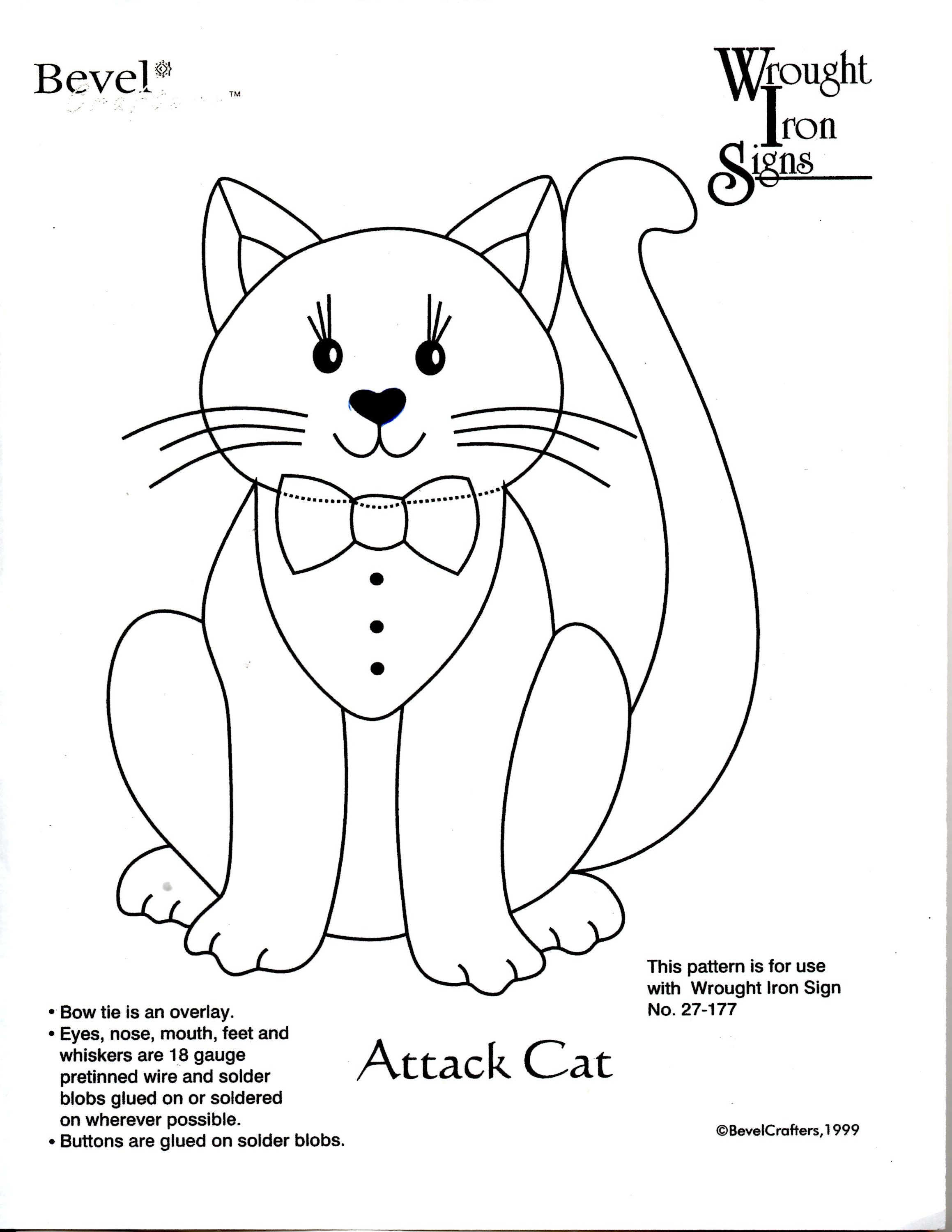 Attack Cat Wrought Iron Sign, Stained Glass Project - Etsy