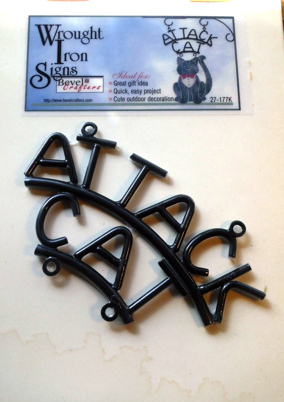 Attack Cat Wrought Iron Sign Stained Glass Project | Etsy