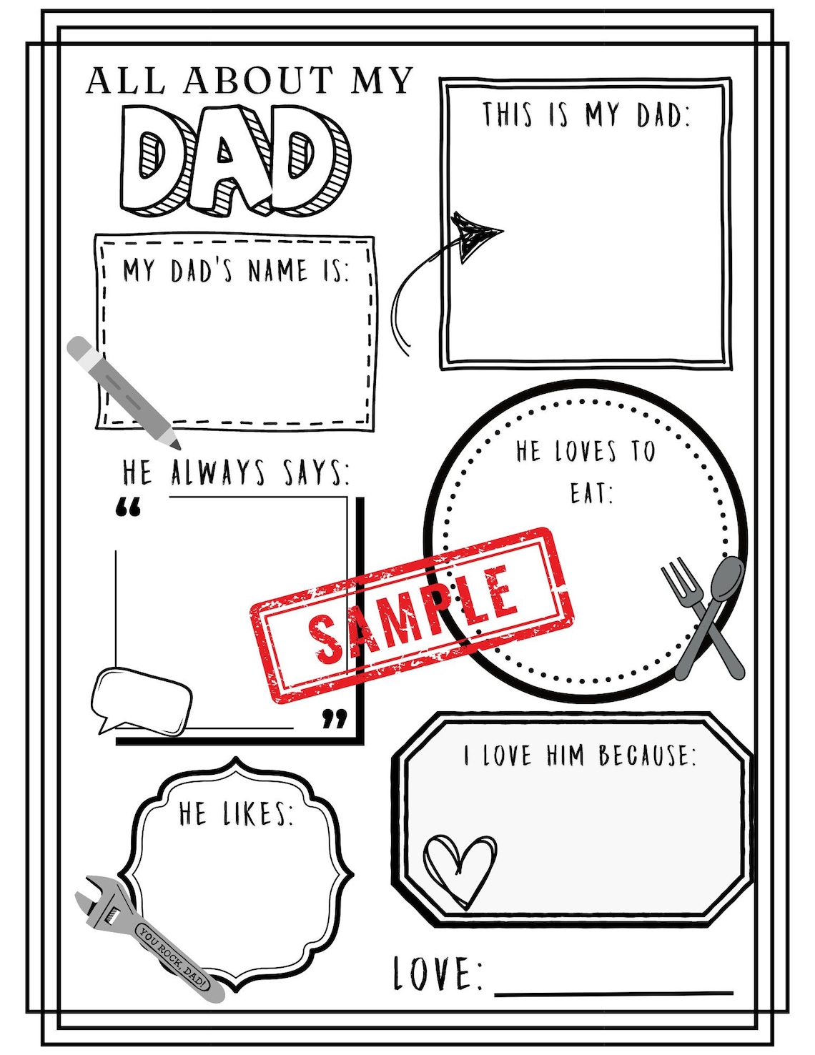 Father's Day Printable: 'all About My Dad' Worksheet for Kids Heartfelt ...