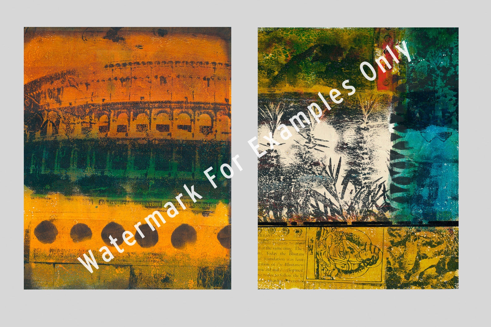 Gelli Texture Pages in Blended Hues for Collage, Mixed-media ...