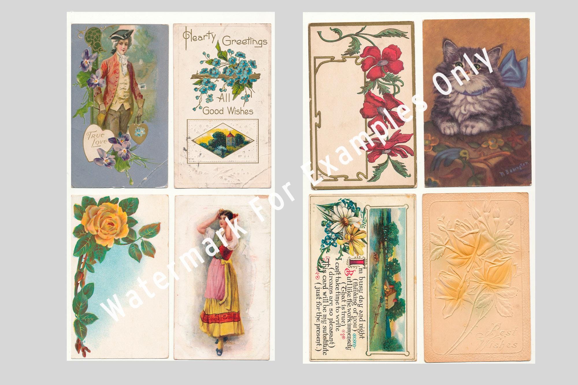 Antique Postcards & Page Heads Digital Download Ephemera Pack for ...
