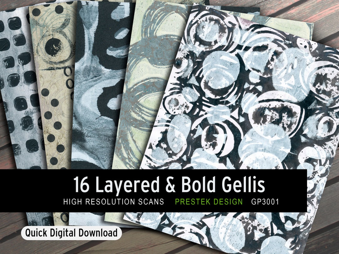 Layered & Bold Gelli Collage Papers, Printable Papers for Download, All ...