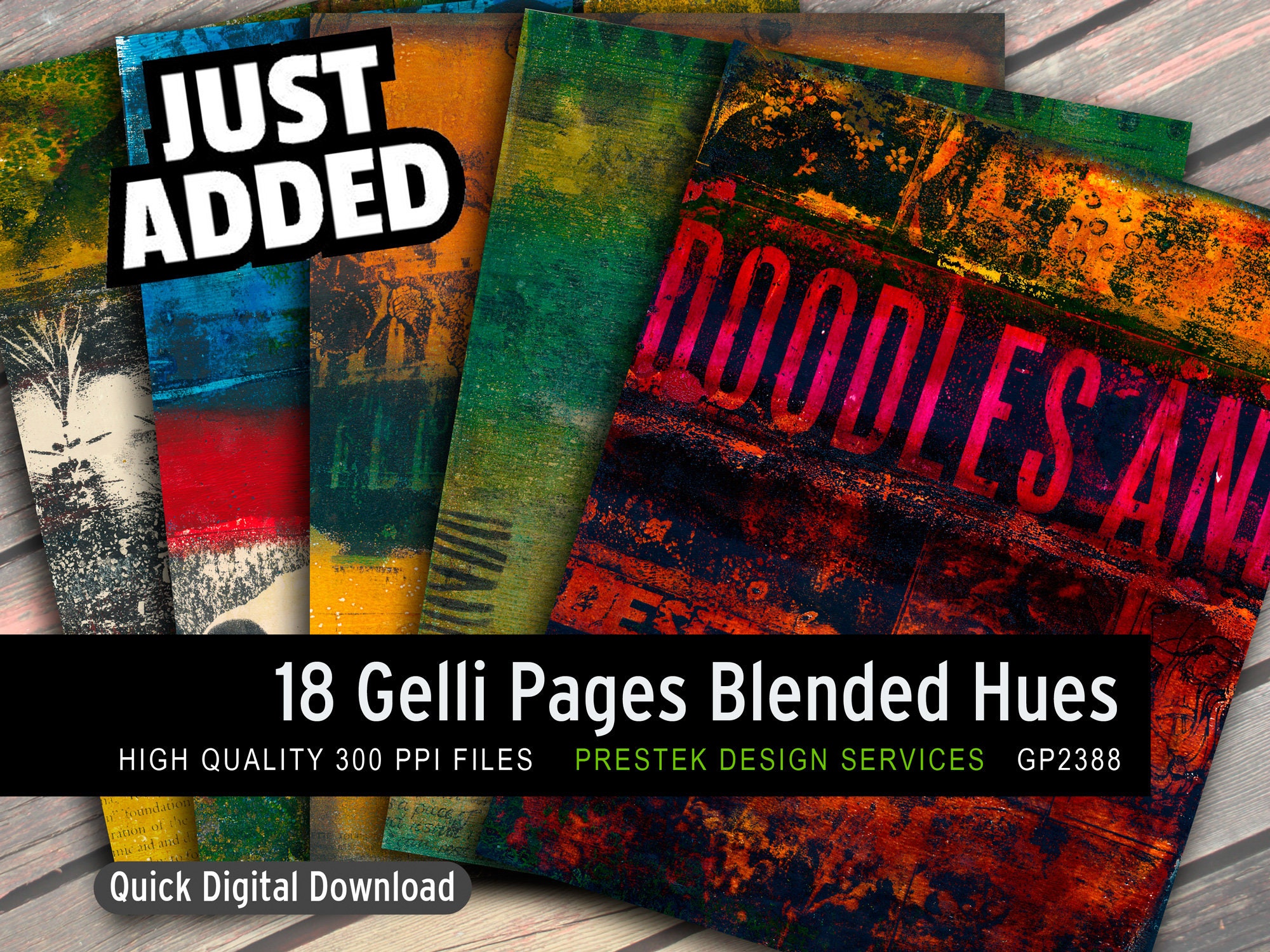 Gelli Texture Pages in Blended Hues for Collage, Mixed-media ...