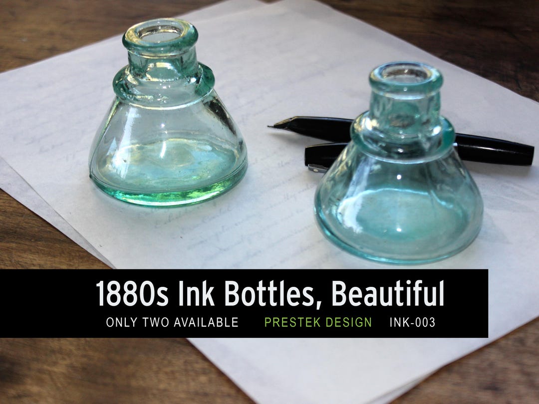 1800s Conical Ink Bottles – Carter’s Style Blown Glass Inkwells in Blue ...
