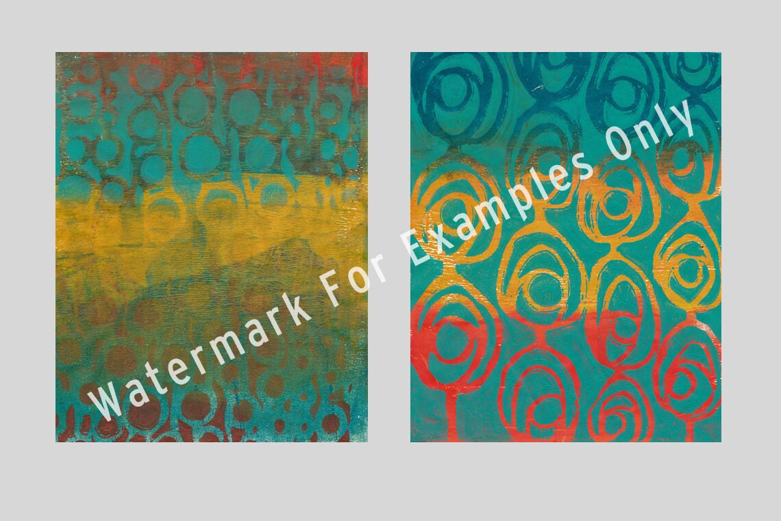Gelli Texture Pages Set in Bright Earthy Hues, Printable Papers ...