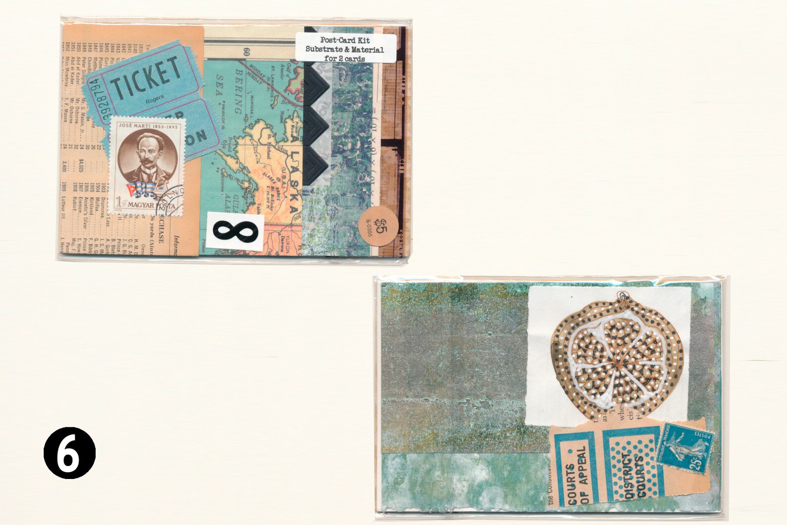 Collage Postcard Kits for Travel, Entertainment. Mixed Media Just Add ...