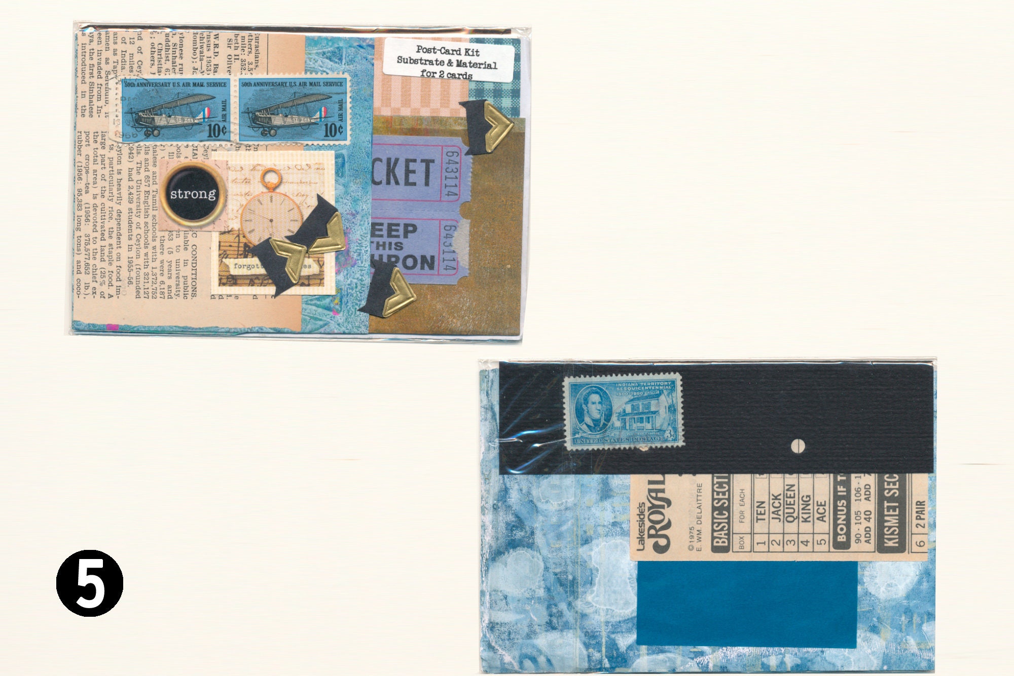 Collage Postcard Kits for Travel, Entertainment. Mixed Media Just Add ...