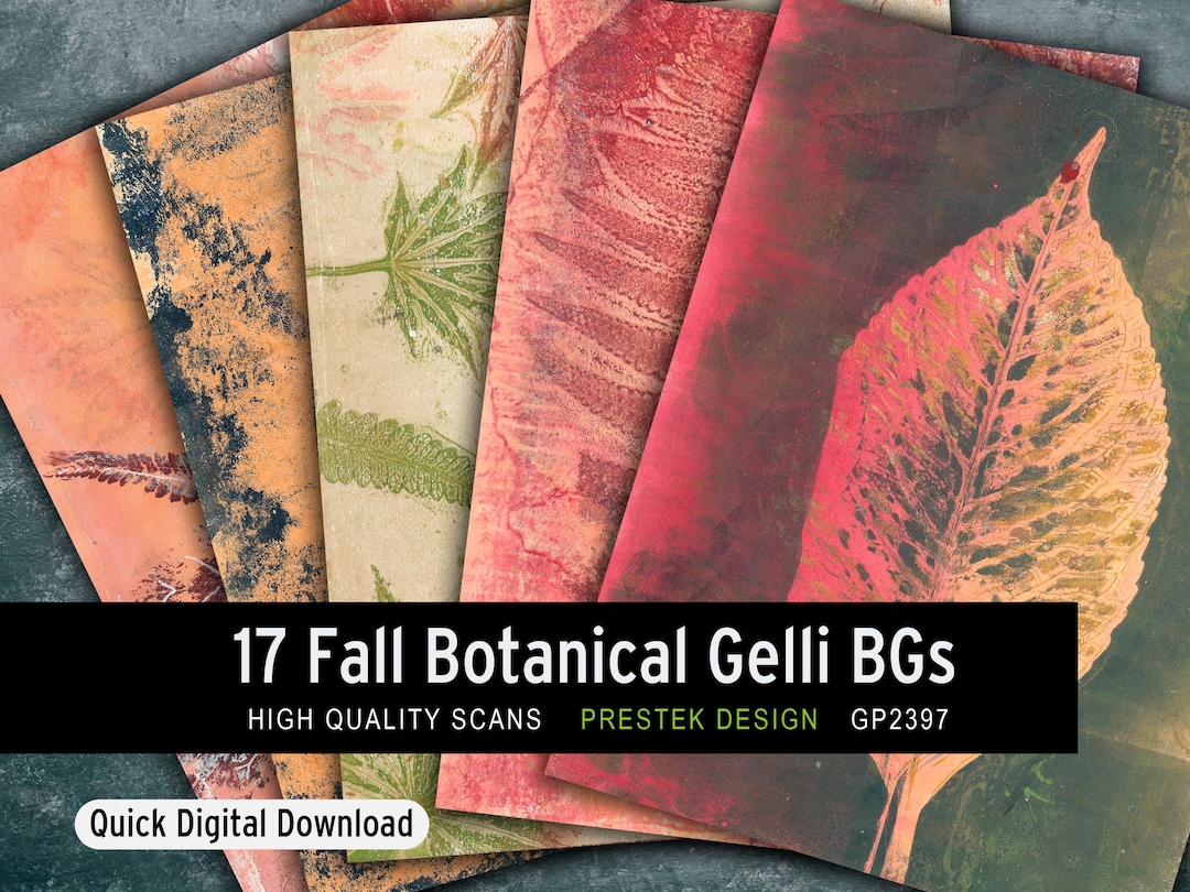 Fall Botanical Gelli Print Textures | Collage Papers (digital Download ...