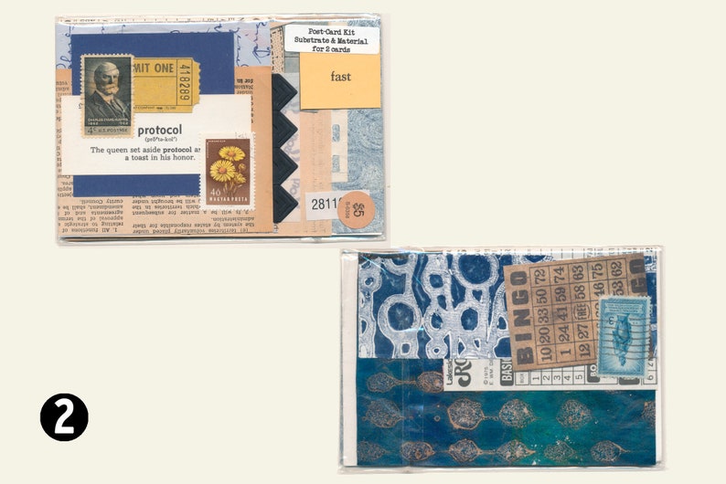 Collage Postcard Kits for Travel, Entertainment. Mixed Media Just Add ...