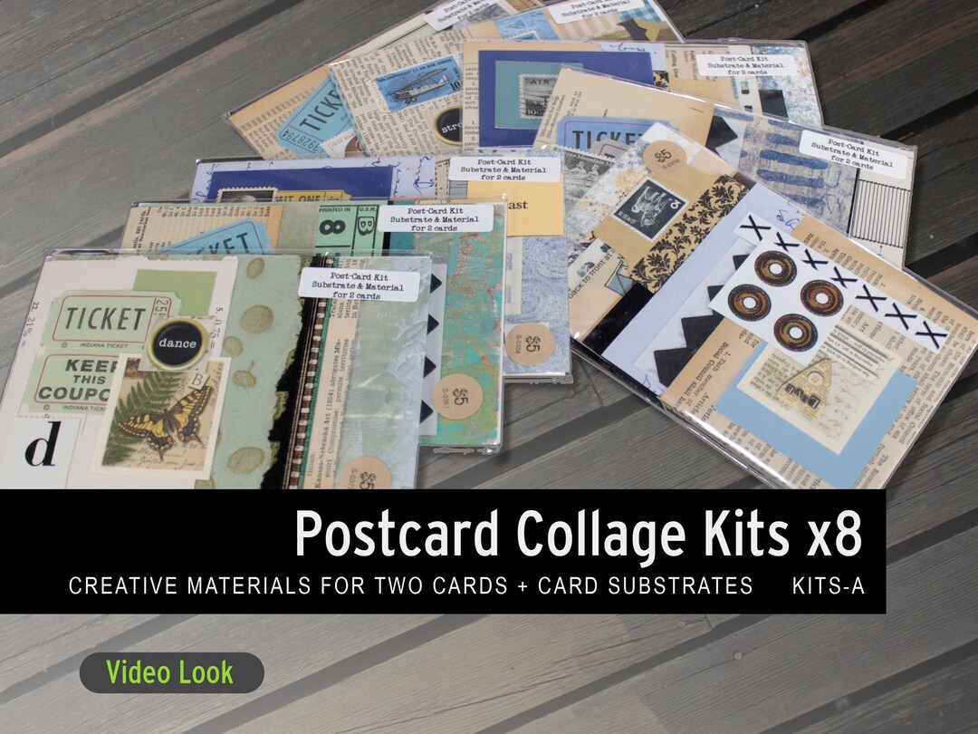 Collage Postcard Kits for Travel, Entertainment. Mixed Media Just Add ...
