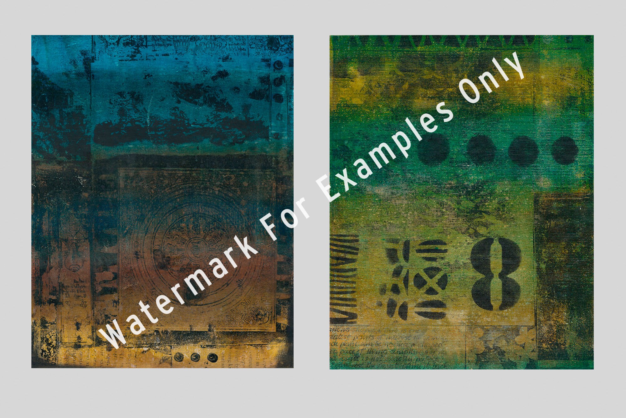 Gelli Texture Pages in Blended Hues for Collage, Mixed-media ...