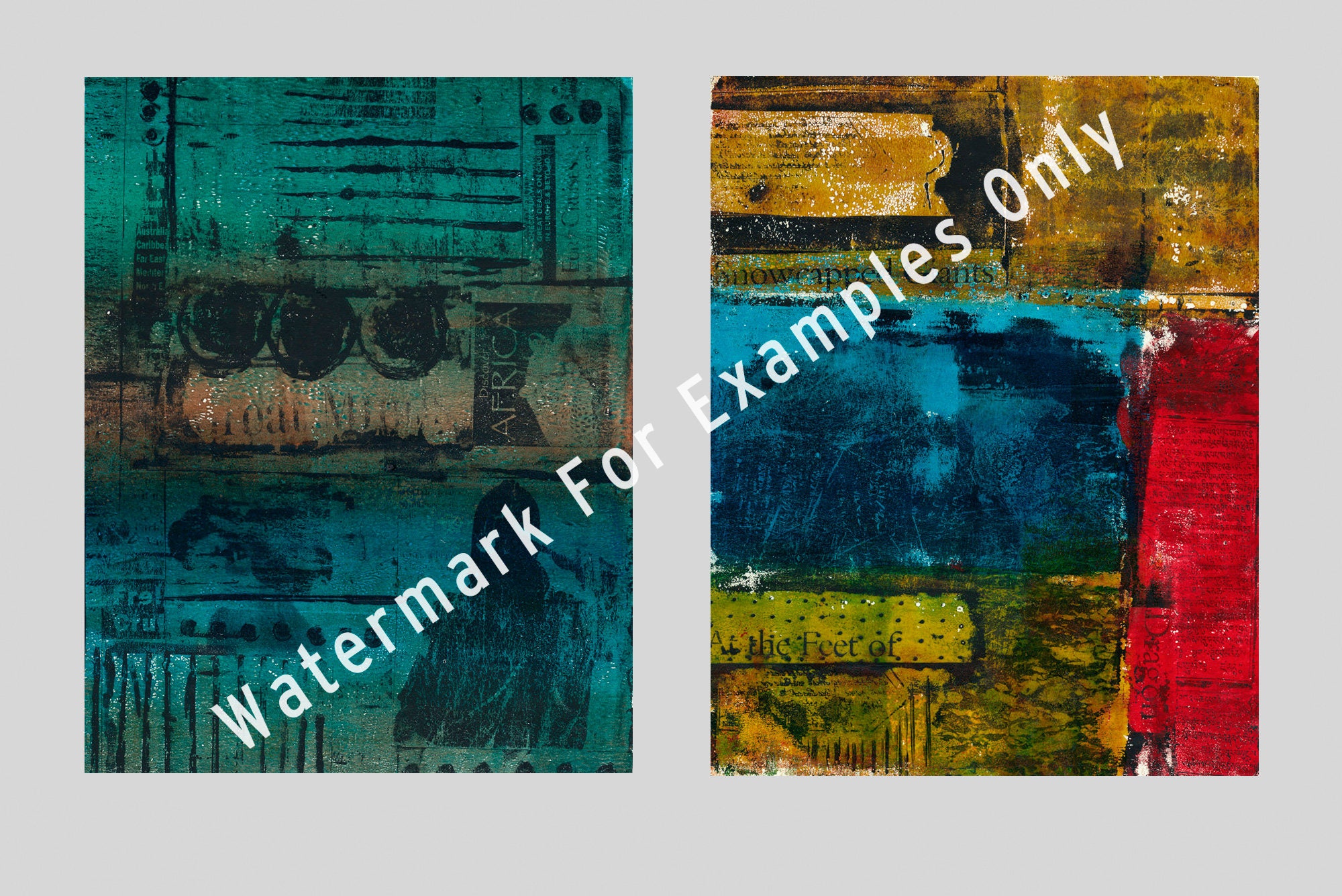 Gelli Texture Pages in Blended Hues for Collage, Mixed-media ...