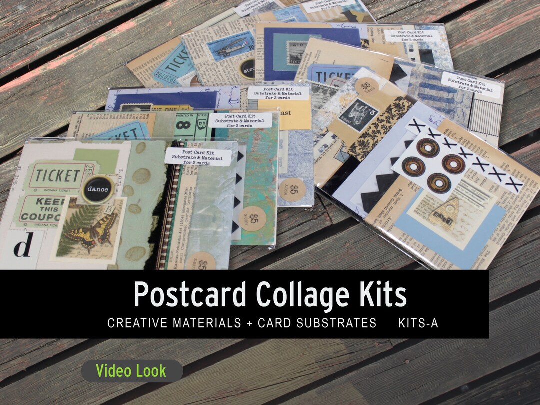 Collage Postcard Kits for Travel, Entertainment. Mixed Media Just Add ...