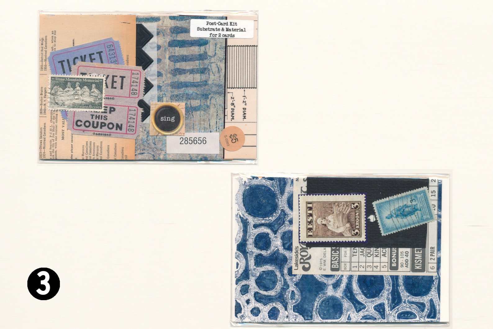 Collage Postcard Kits for Travel, Entertainment. Mixed Media Just Add ...