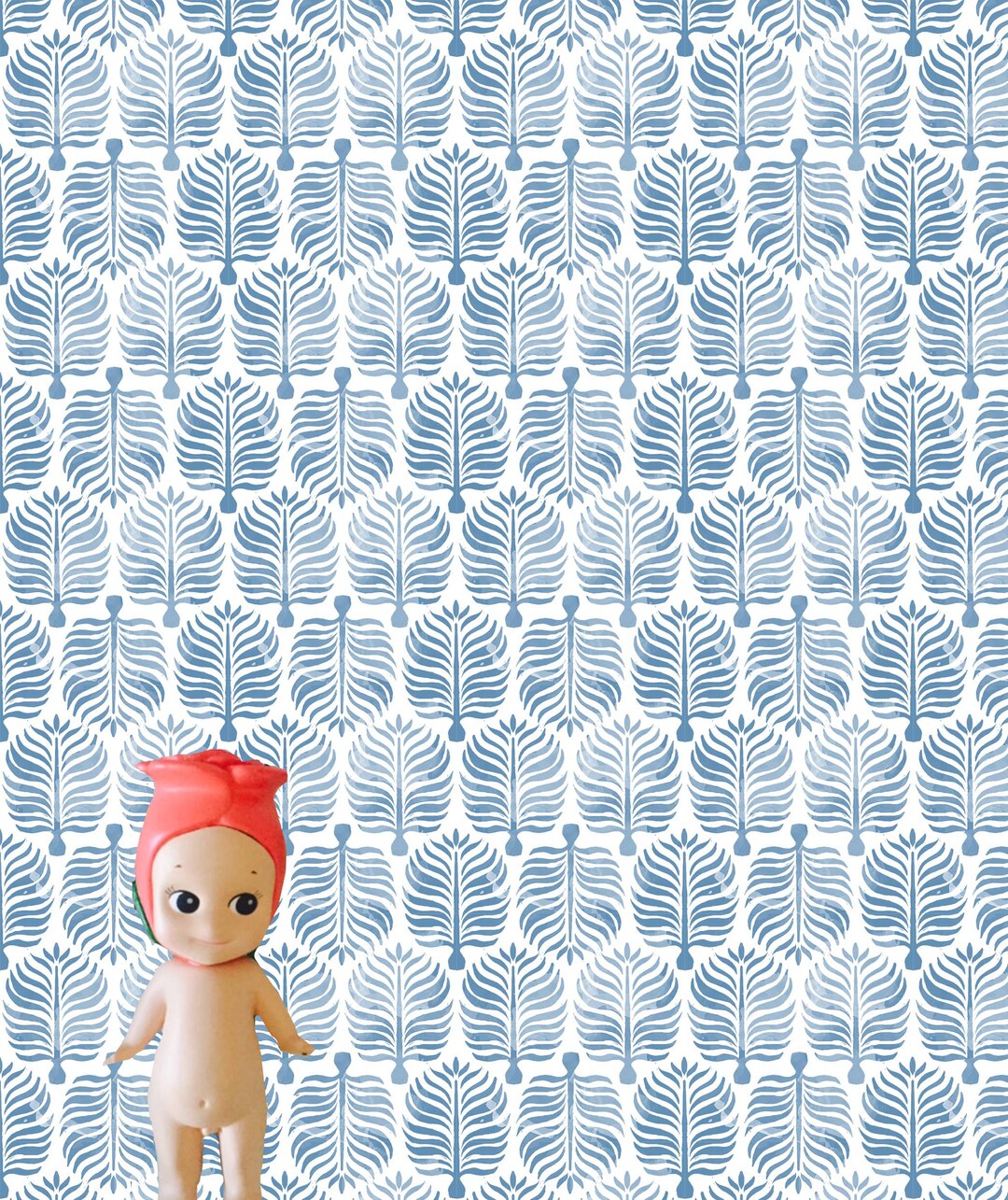 Blue Woodcut Leaves Dollhouse Wallpaper 1:12 Download - Etsy