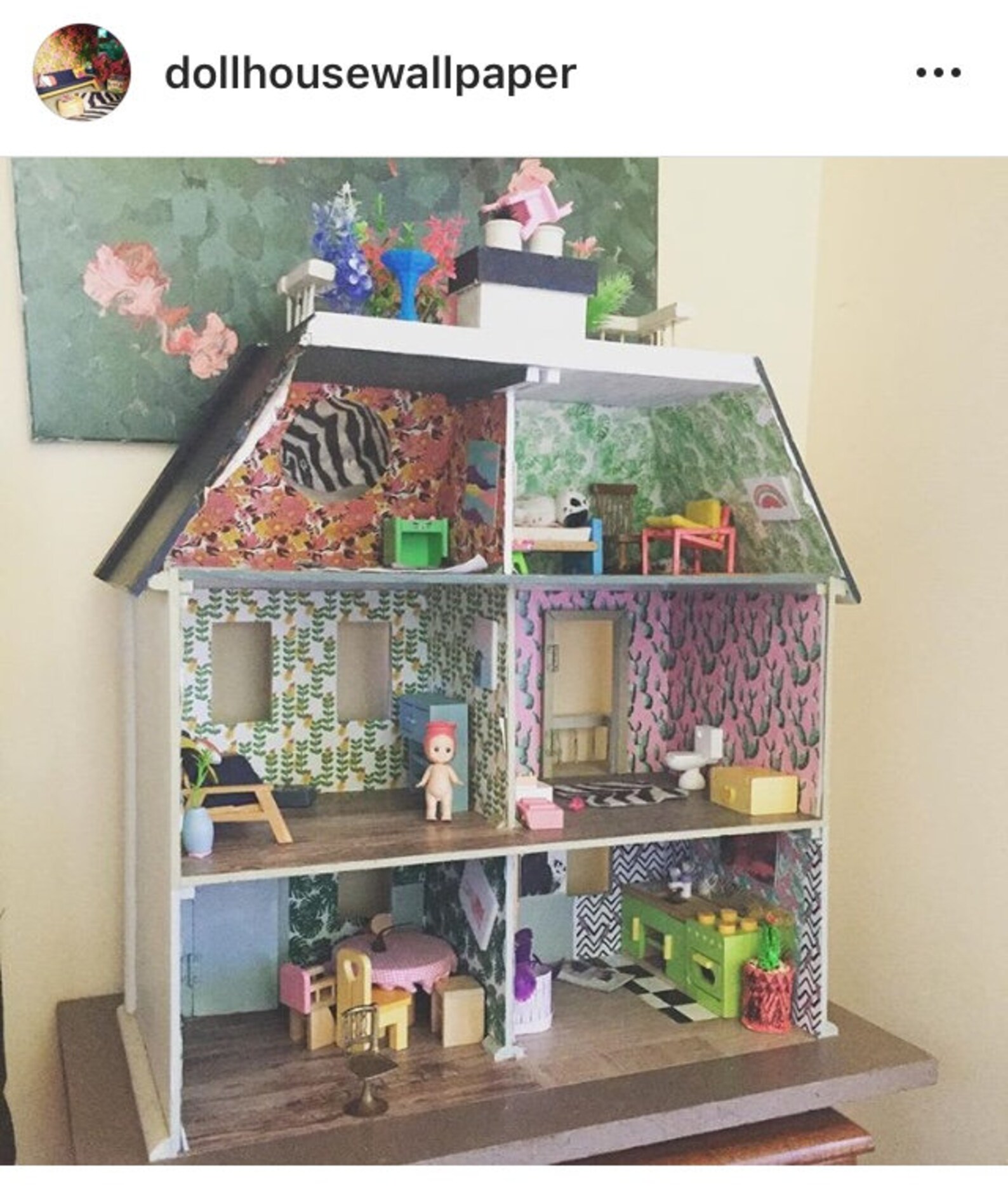 Blue Woodcut Leaves Dollhouse Wallpaper 1:12 Download - Etsy