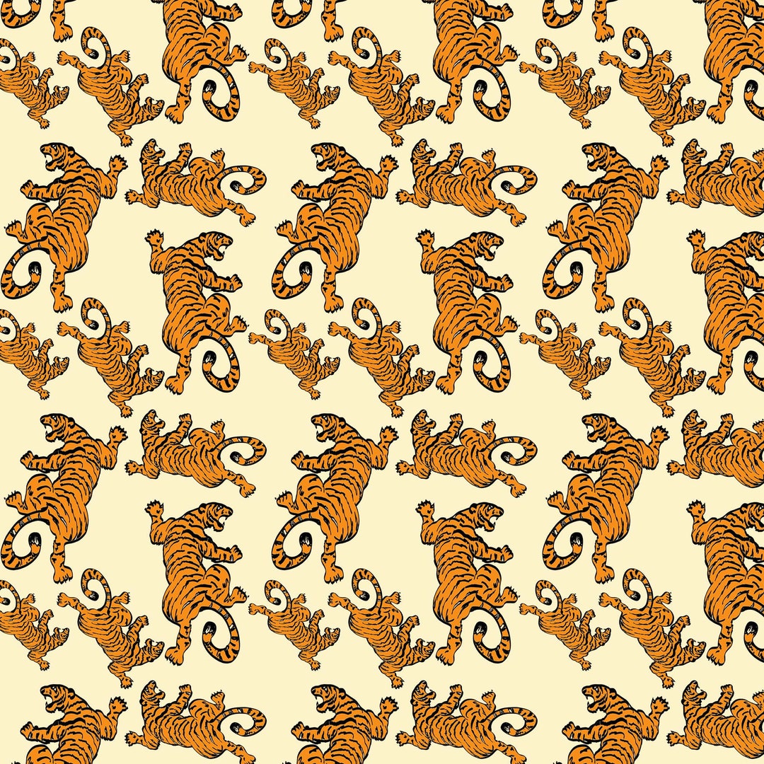 Falling Tigers 1:12 Dollhouse Wallpaper Digital Download - Etsy