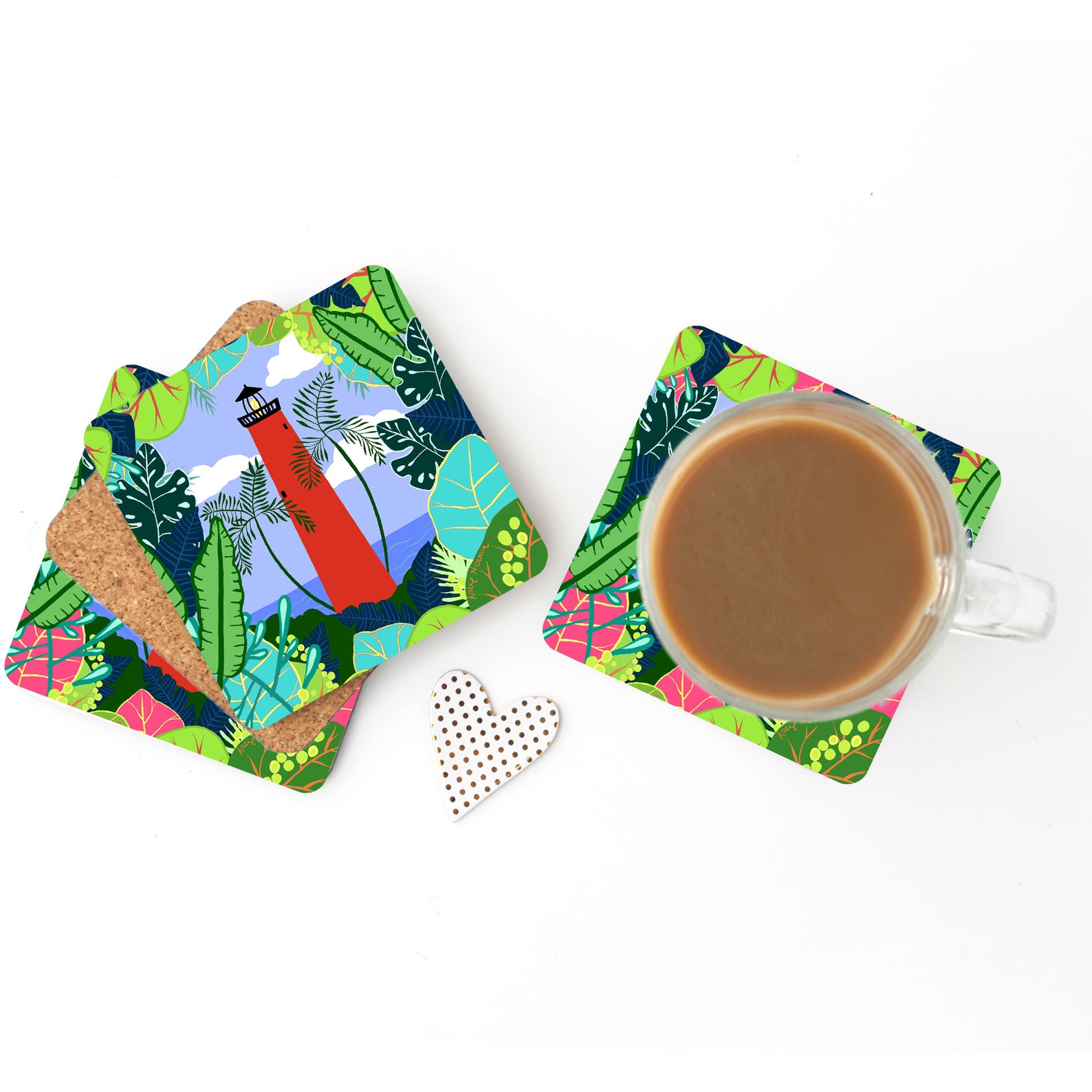 Jupiter Lighthouse “through the Seagrapes" Coaster Set - Etsy