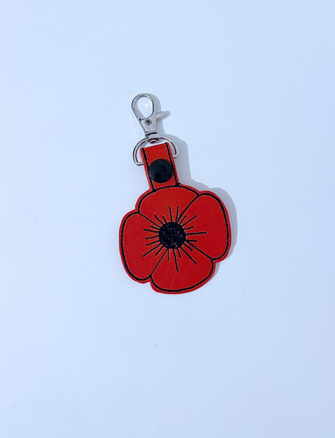 Poppy Key Ring / Fob / Keyring / Embroidery / Bag Charm / Planner Charm ...