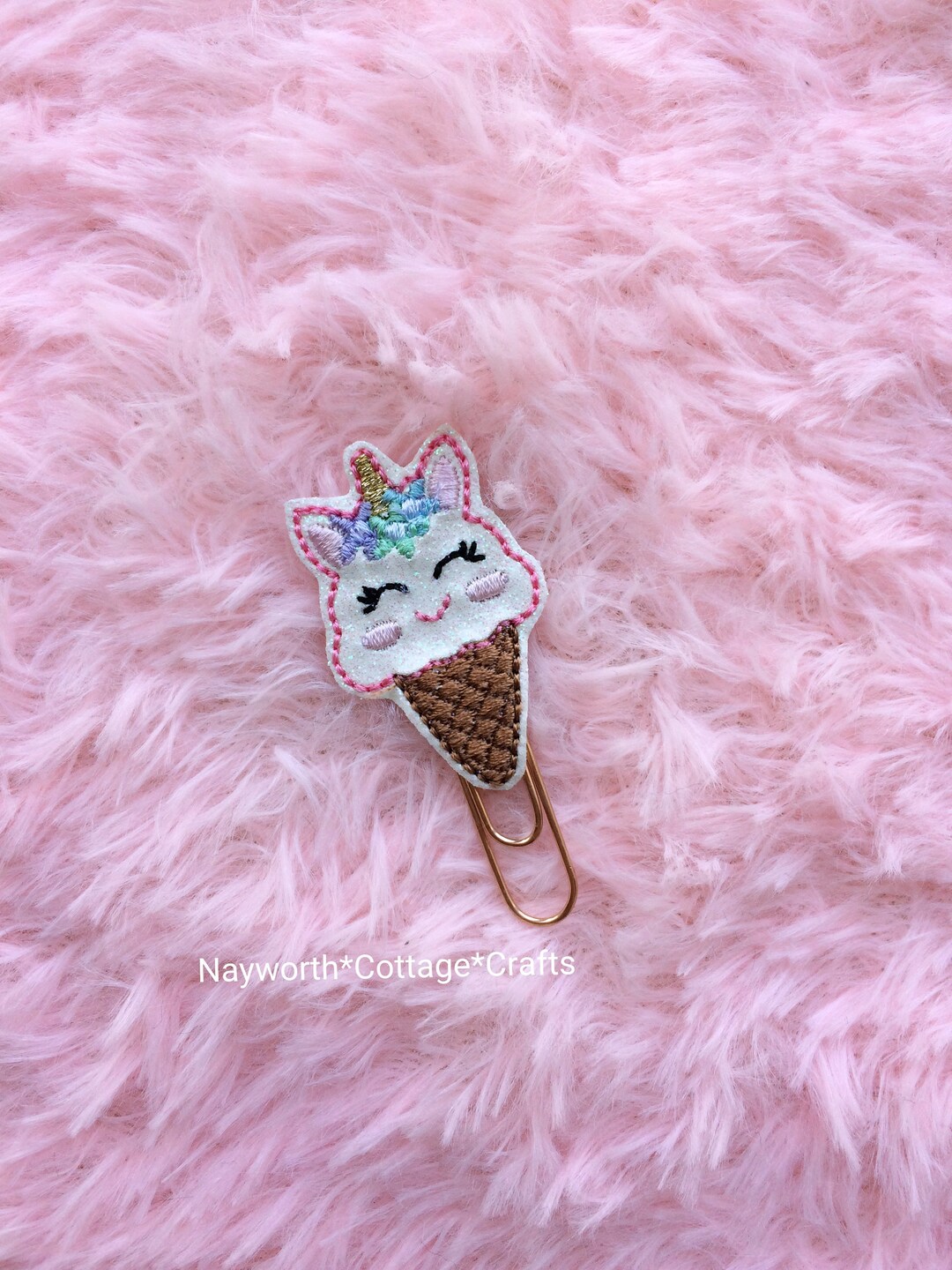 Unicorn Ice Cream Cone Planner Paper Clip / Charm / Embroidery - Etsy