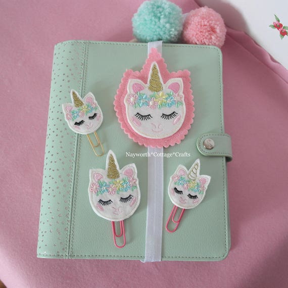 Unicorn Felt Planner Paper Clip Band Twig Dangly Pencil Key - Etsy UK