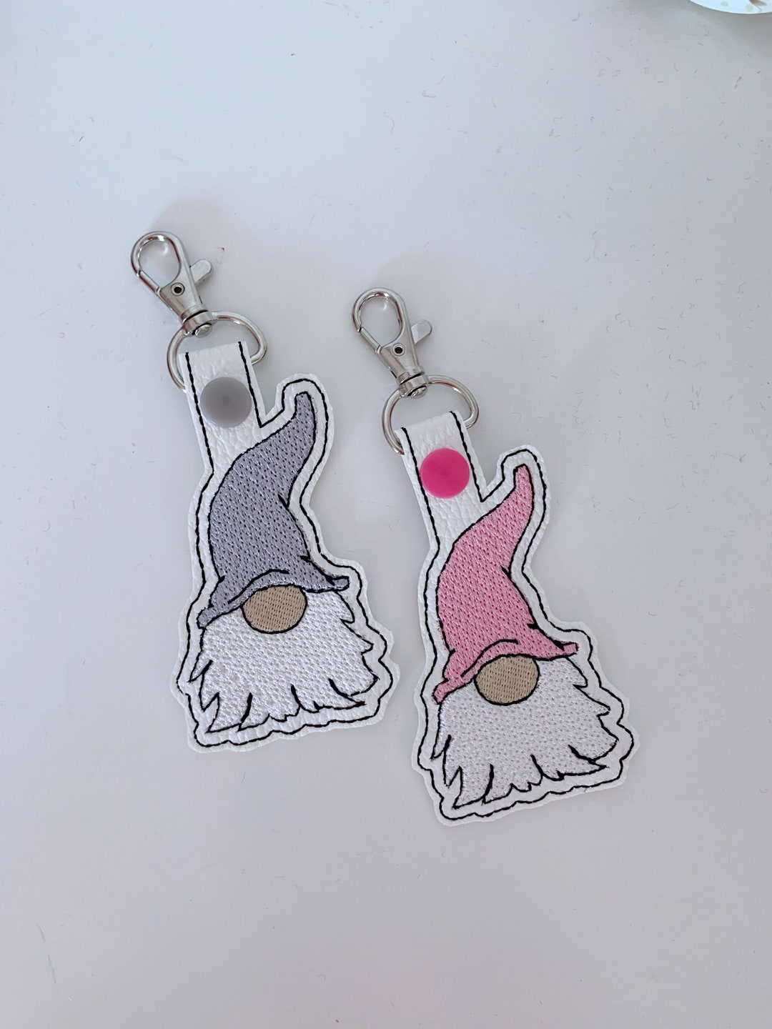 Cute Gonk Gnome Key Ring Pink Grey / Bag Charm / Planner / Embroidery ...