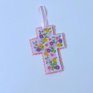 Easter Floral Flower Cross Decoration / Gift Tag / Twig Tree Hanger ...