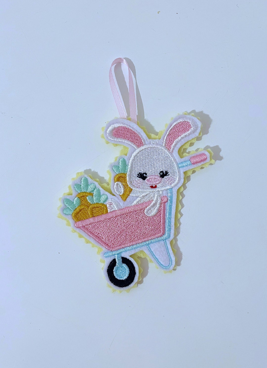 Easter Bunny Garden Wheelbarrow Cart Flowers Decoration / Gift Tag ...