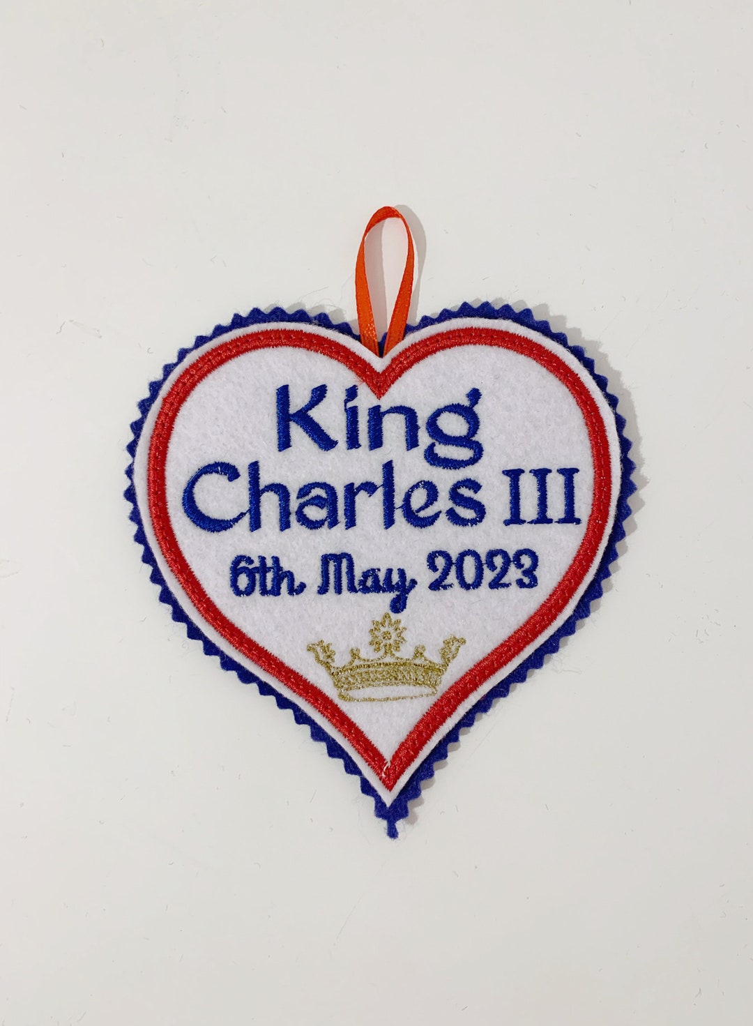 Hanging Felt King Charles III Coronation Heart Memory Decoration / Twig ...