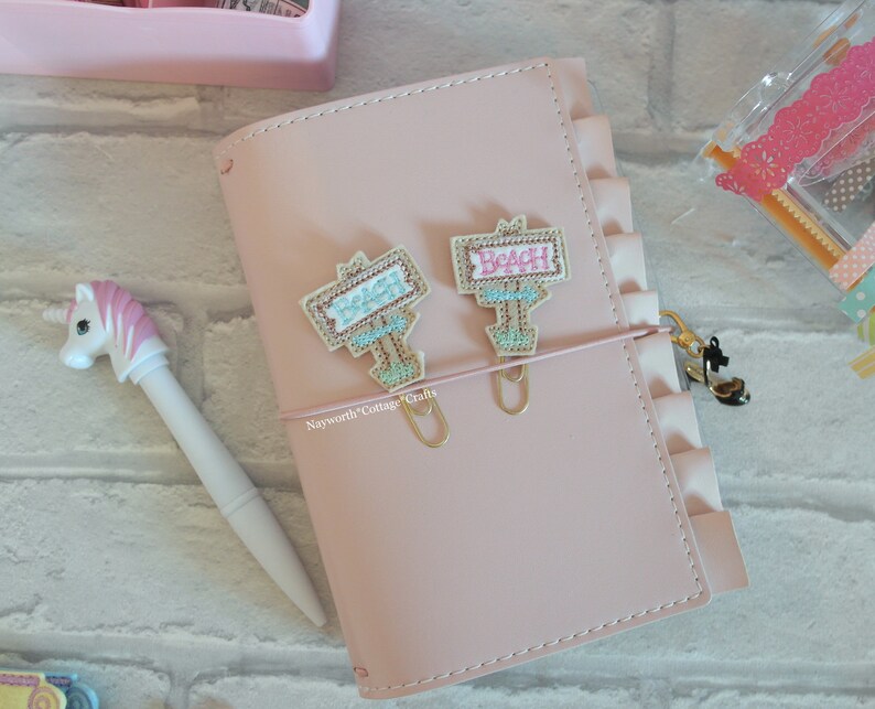 Beach Sign Post Planner Paper Clip / Embroidery / Diary / Kawaii ...