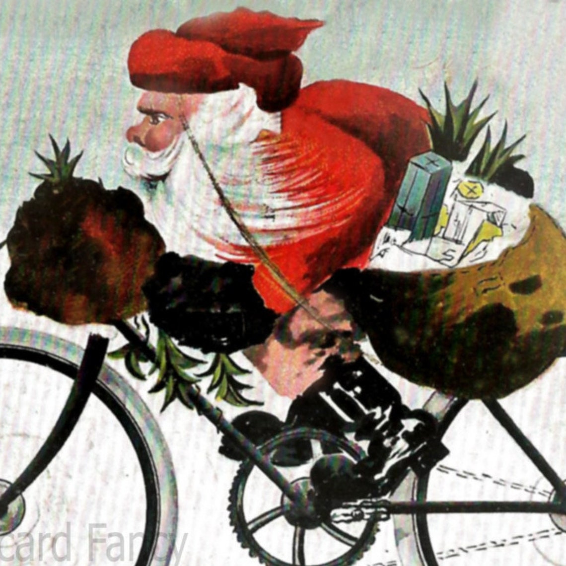 SPEEDY Santa Claus on His Bicycle, Instant DIGITAL DOWNLOAD, Vintage - Etsy