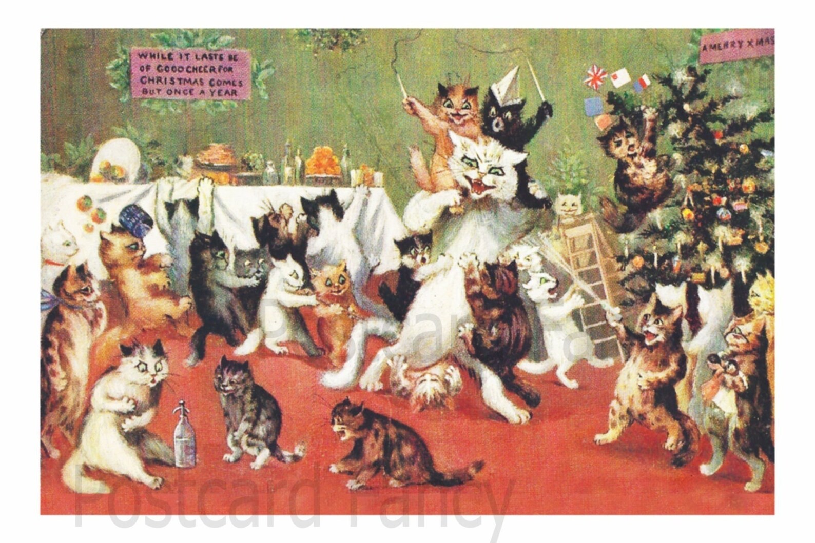 Crazy Christmas CATS Making Mischief, Instant DIGITAL Download, WAIN ...