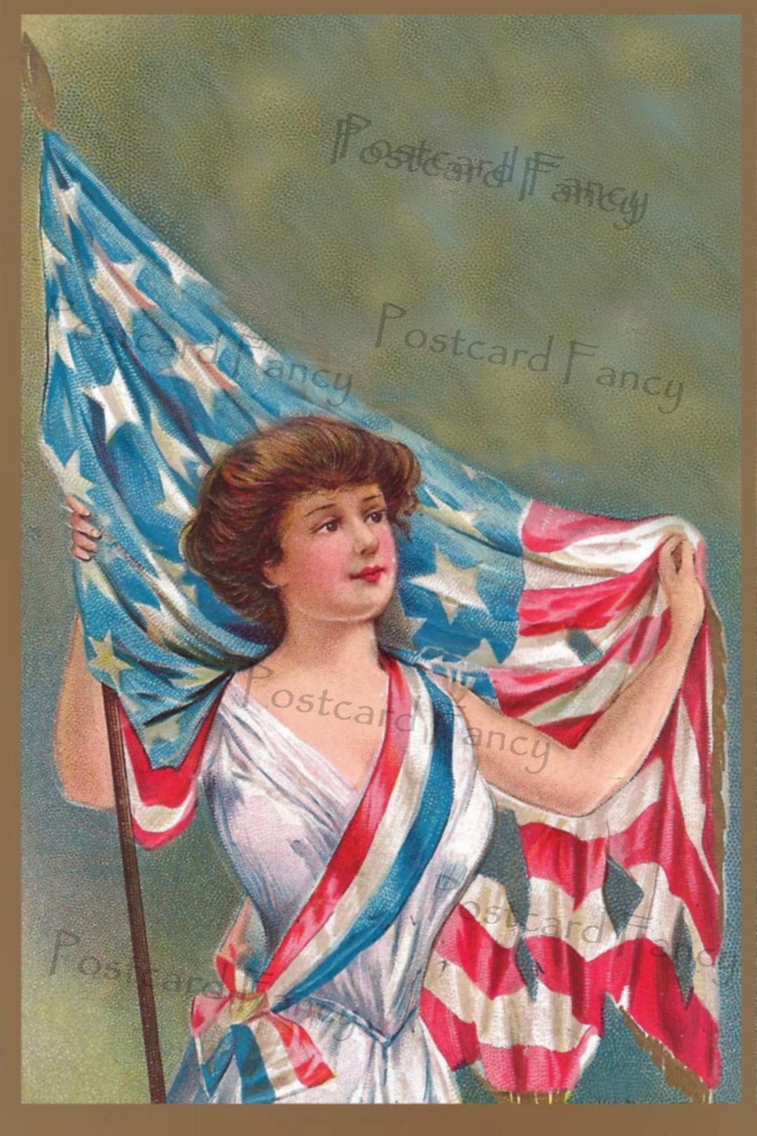 Pretty Patriotic AMERICAN FLAG Lady, Add Text, Instant DIGITAL Download ...