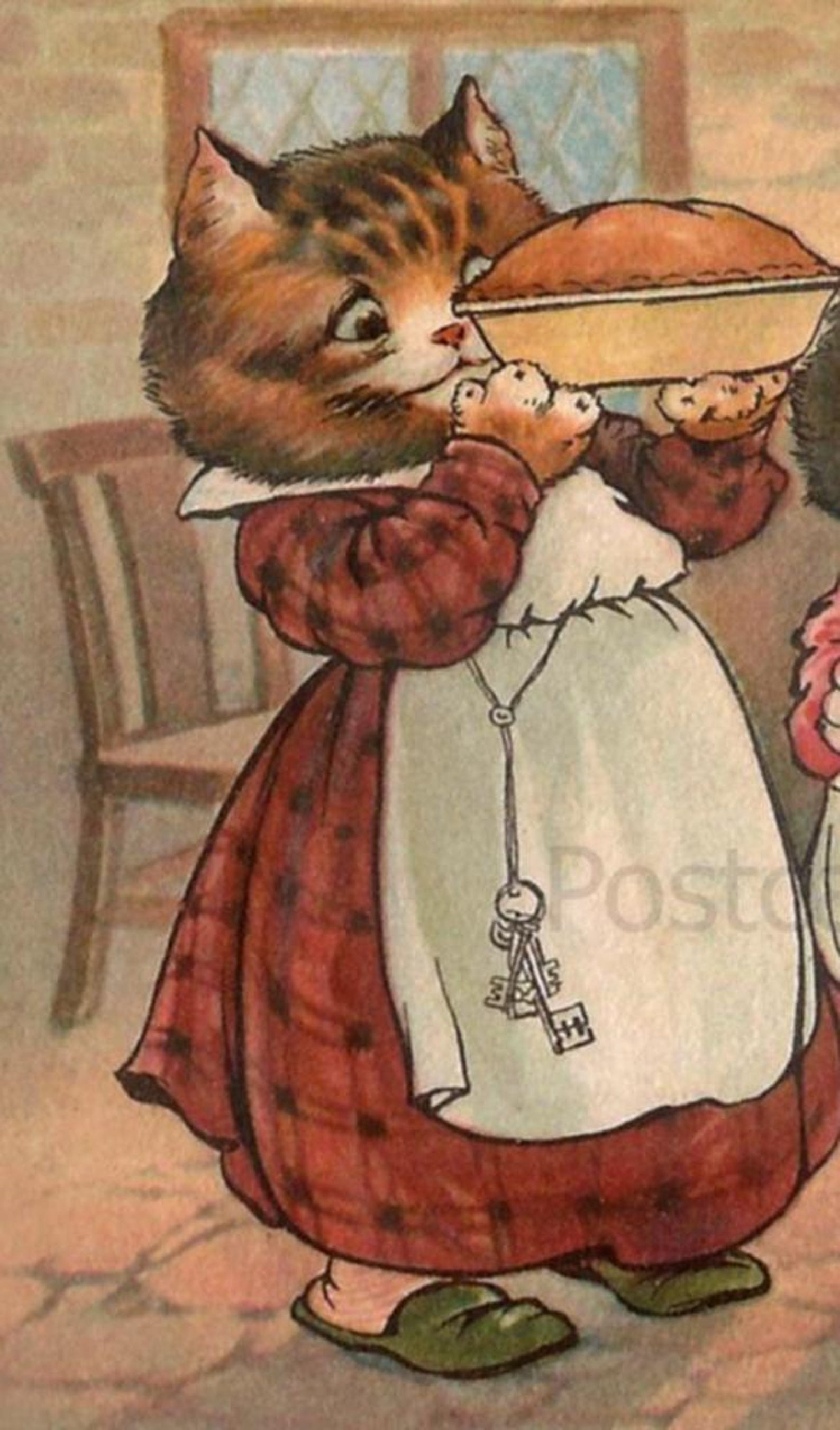 Precious Kitty Cats Eating Pie and Dinner, Instant DIGITAL DOWNLOAD ...