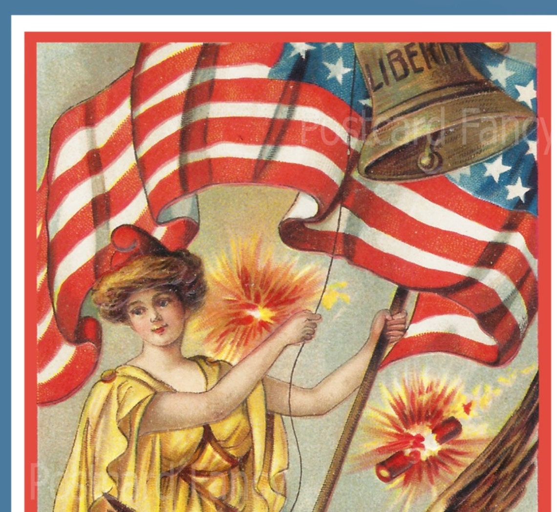 Lady Liberty Flag Lady Instant DIGITAL Download Vintage JULY - Etsy