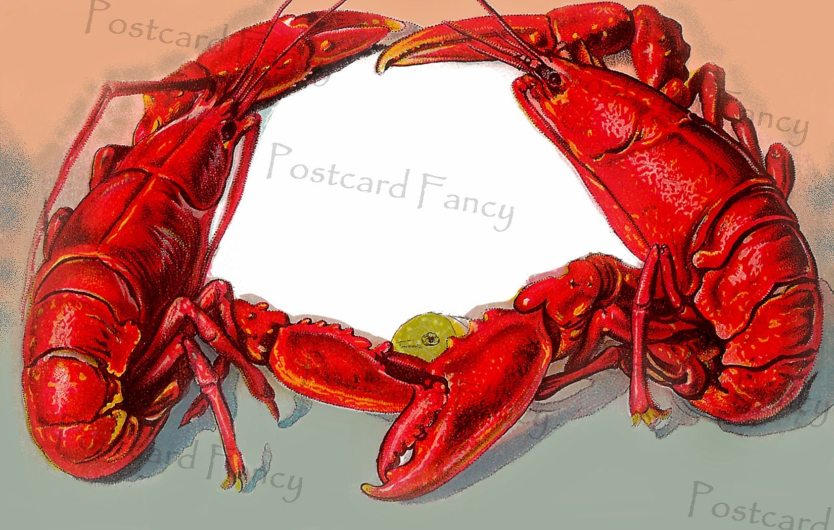 Maine LOBSTER Border Antique Postcard, Instant DIGITAL Download, Add ...