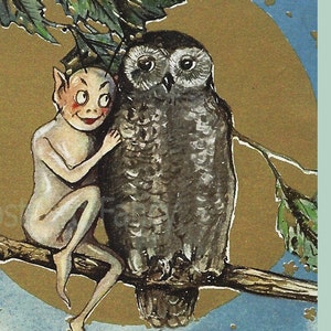 Enchanting OWL and Pixie, Instant DIGITAL Download, Vintage Schmucker ...
