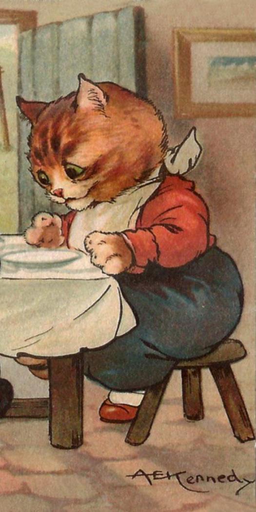 Precious Kitty Cats Eating Pie and Dinner, Instant DIGITAL DOWNLOAD ...