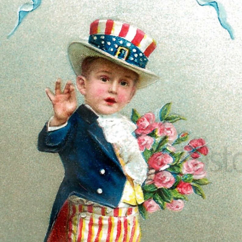 Young UNCLE SAM, Instant DIGITAL Download, Vintage Patriotic Postcard ...