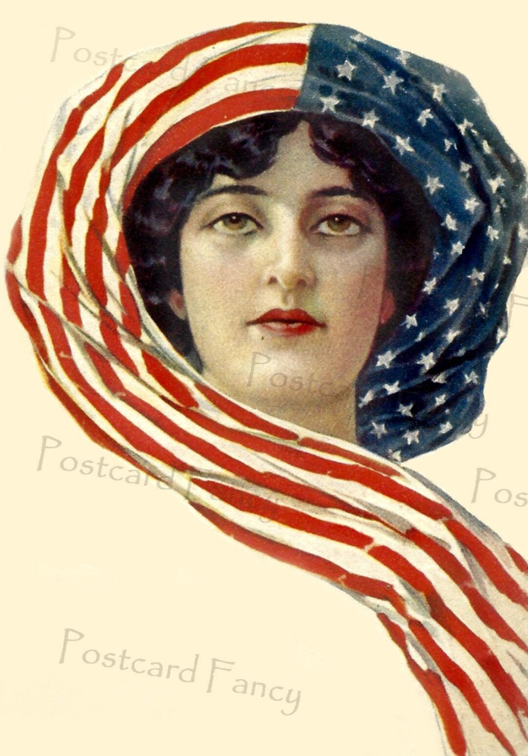 BEAUTIFUL American Flag Lady Wrapped in Red, White and Blue, DIGITAL ...