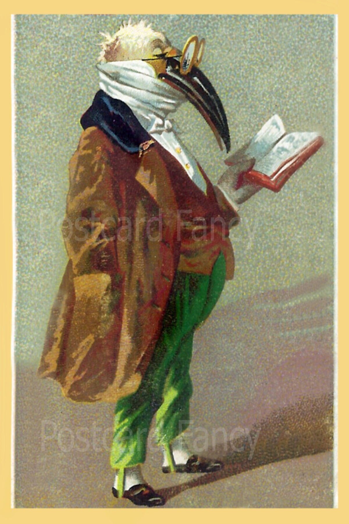 FANTASY Bird Reading Book, Instant DIGITAL Download, Vintage Trade Card ...